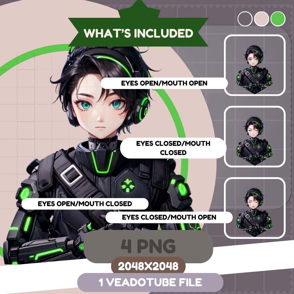 Pngtuber Model Cyborg Boy Pngtuber Premade Model Gamer Boy Pngtuber ...
