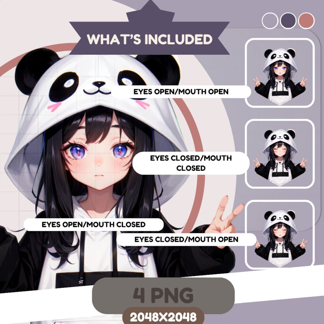 Pngtuber Model Panda Girl Vtuber Model Girl Pngtuber Png Premade Model ...