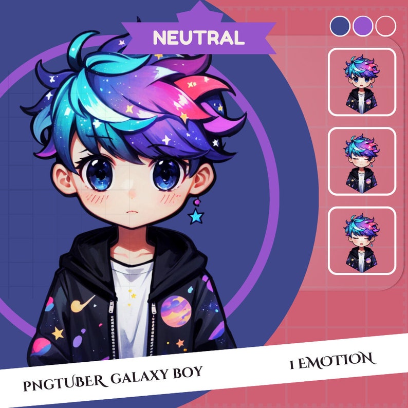 Galaxy Boy Pngtuber Model: Premade Cosmos Vtuber (digital Download) - Etsy