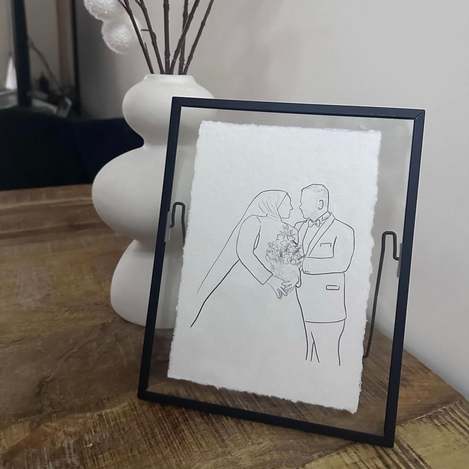 Personalized Line Drawing in Frame, Gift,line Art,gift,personalized ...