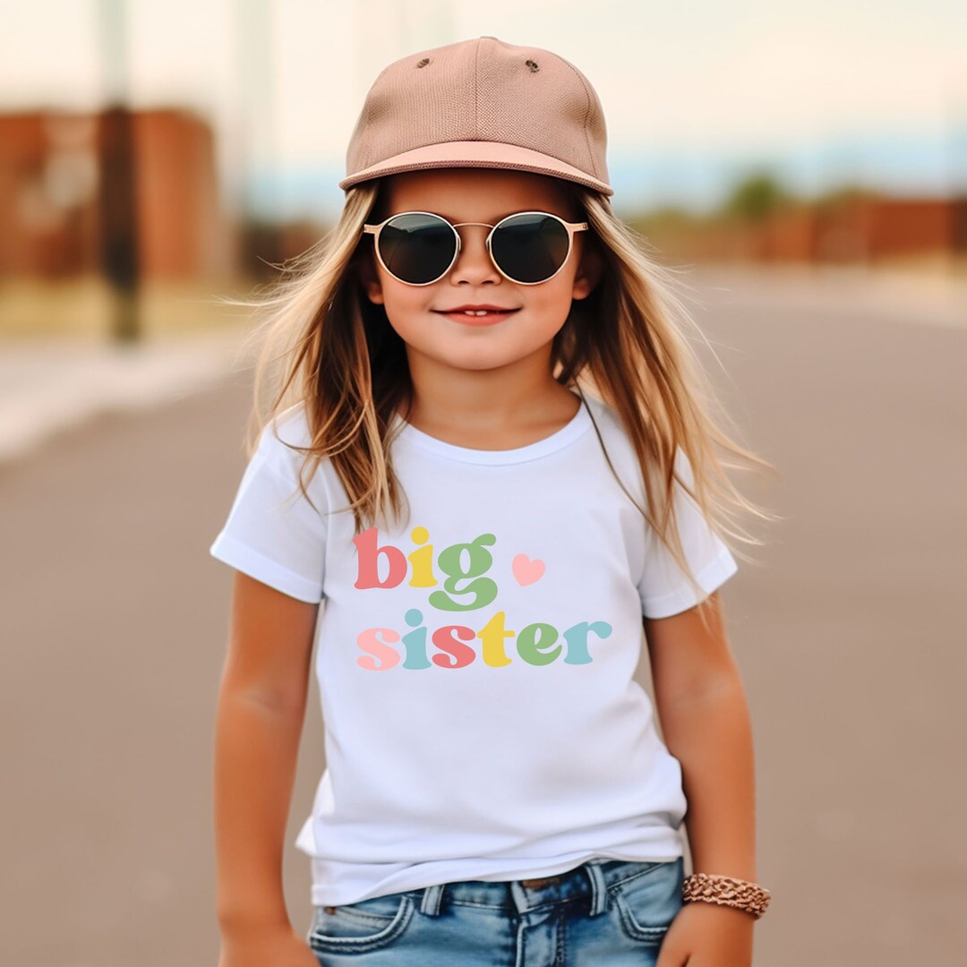 Big Sister Toddler Shirt, Cute Announcement Kids Shirt, Big Sister Gift, Retro Kids Pregnancy ...