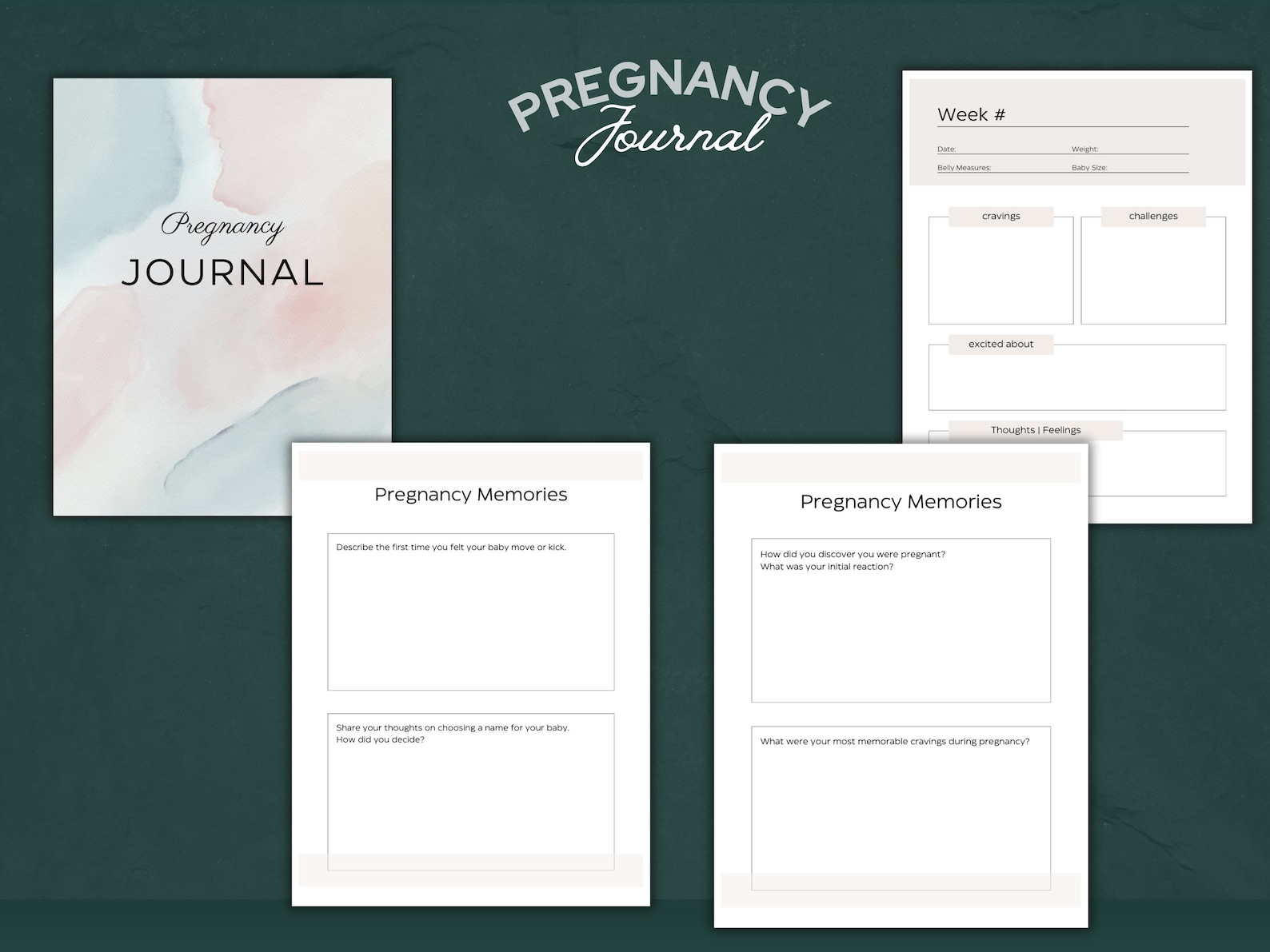 Printable Pregnancy Journal | Pregnancy Tracker | Pregnancy Diary ...
