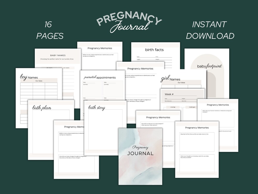Printable Pregnancy Journal | Pregnancy Tracker | Pregnancy Diary ...