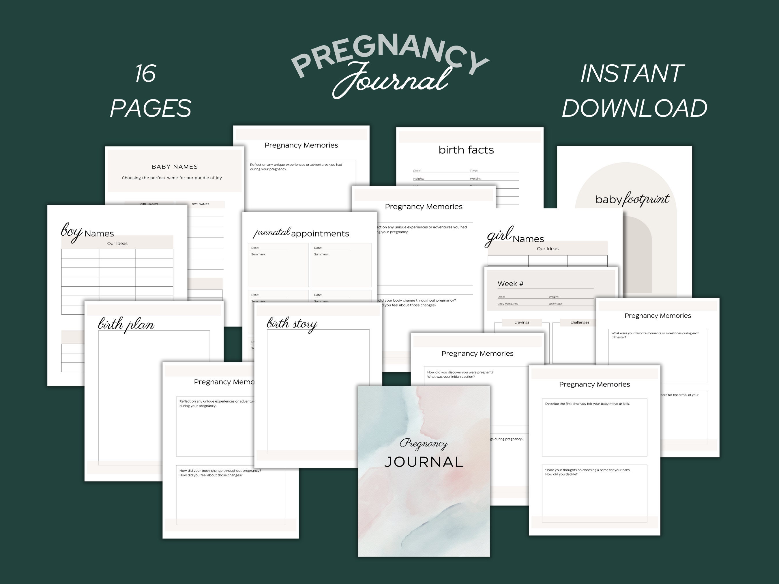 Printable Pregnancy Journal | Pregnancy Tracker | Pregnancy Diary ...