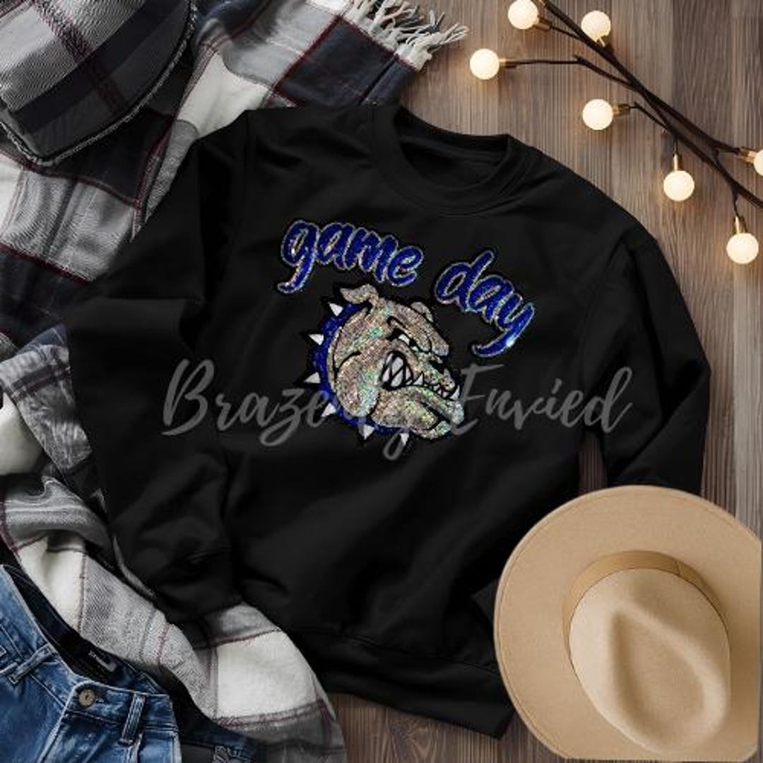 Bulldog Patch| Game Day BLUE Collar Patch| Iron on Patch| Sequins ...