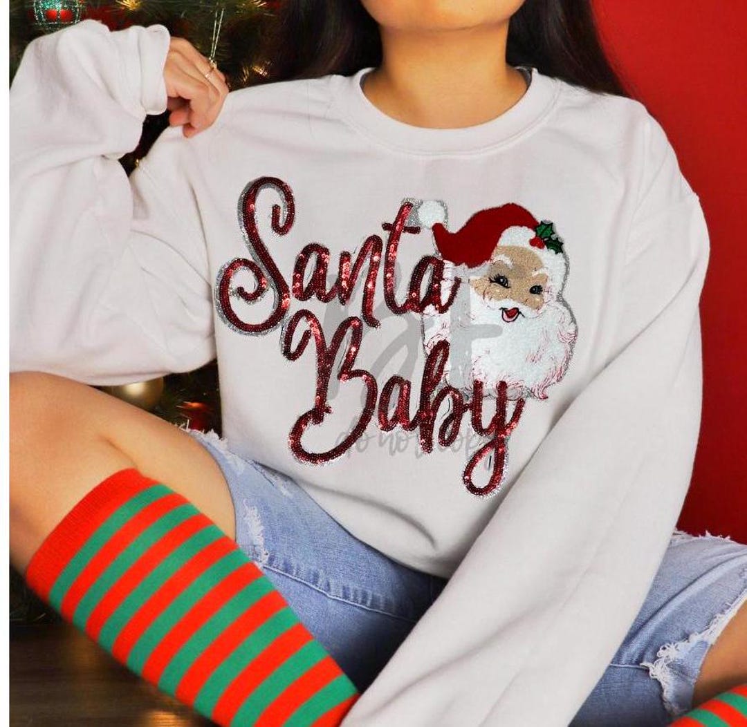 New Christmas Patch Red Santa Baby RED Sequins and Chenille Christmas ...