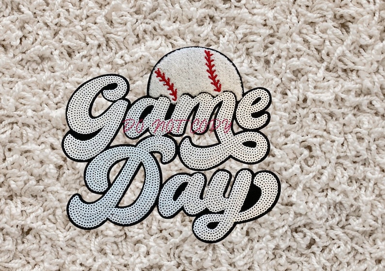Sports Patch Baseball Chenille and Sequins Patch Popular Chenille Sequin Baseball Game Day Patch ...