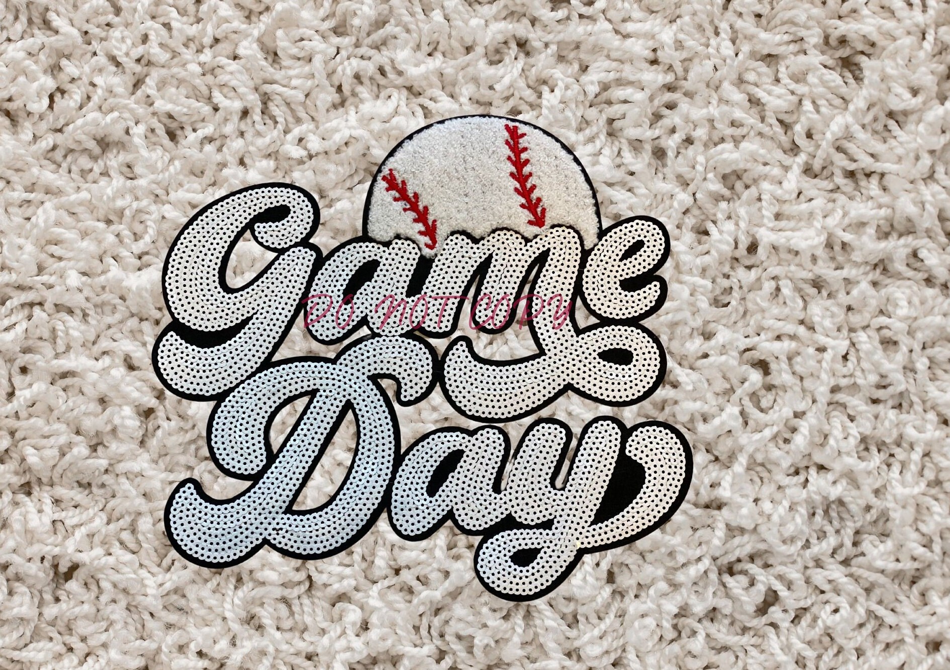 Sports Patch Baseball Chenille and Sequins Patch Popular Chenille Sequin Baseball Game Day Patch ...