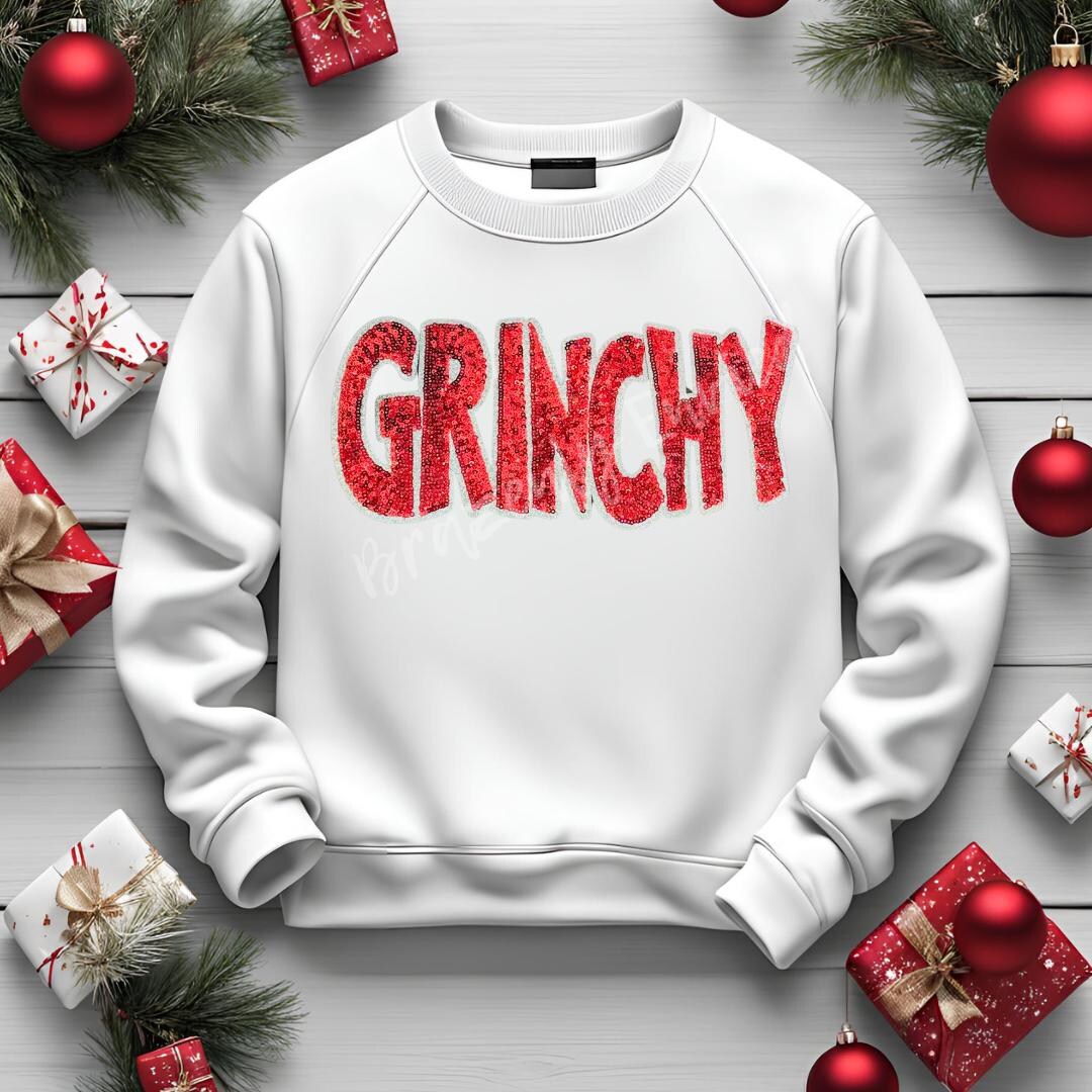 Grinchy Patch Red Sequins Grinchy Patch Iron on Patch Great for Grinchy Sweatshirt / Grinchy Top ...