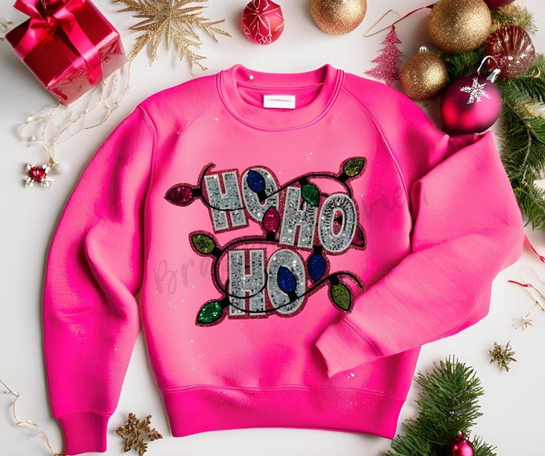 Ho Ho Ho Patch Sequins Patch Pink Glitter Backing Beautiful Patch Great ...