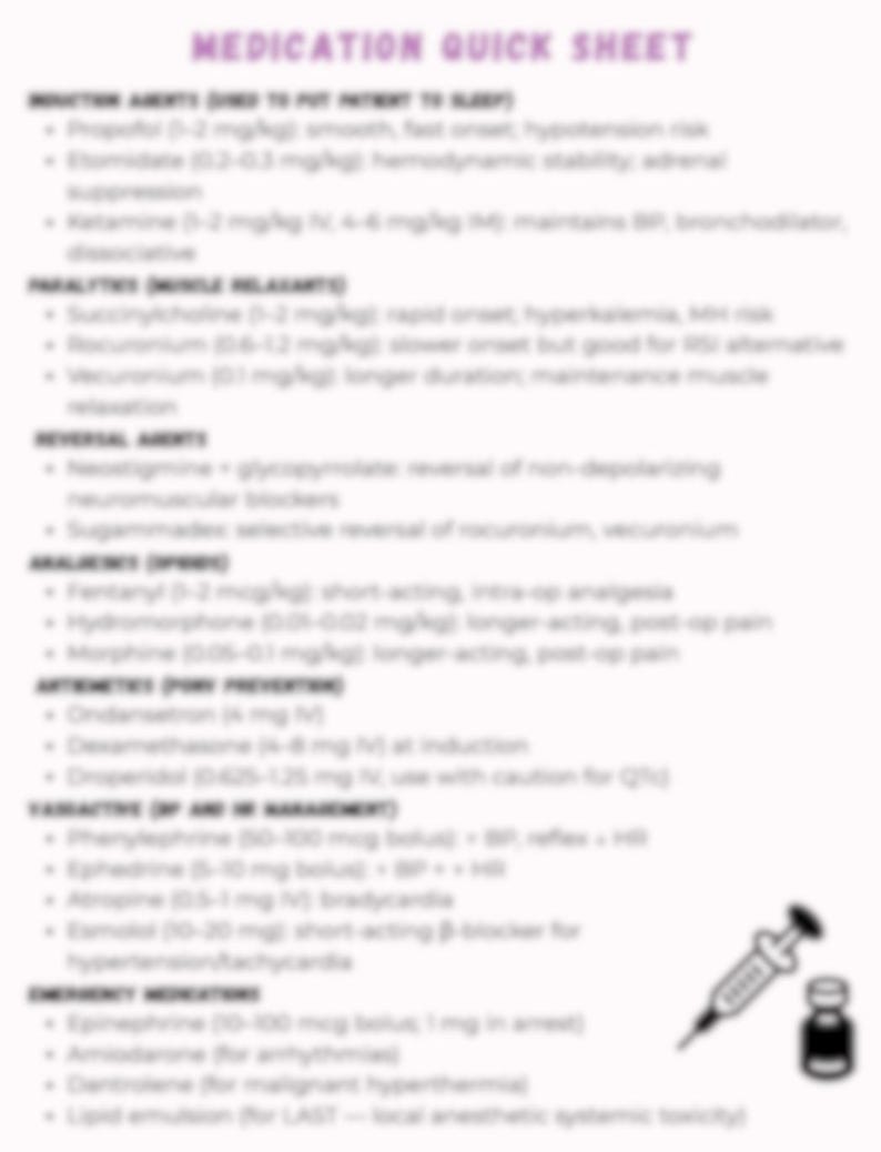 Anesthesia H&P Template | Pre-op, Intra-op, Post-op Review Sheet | Med ...