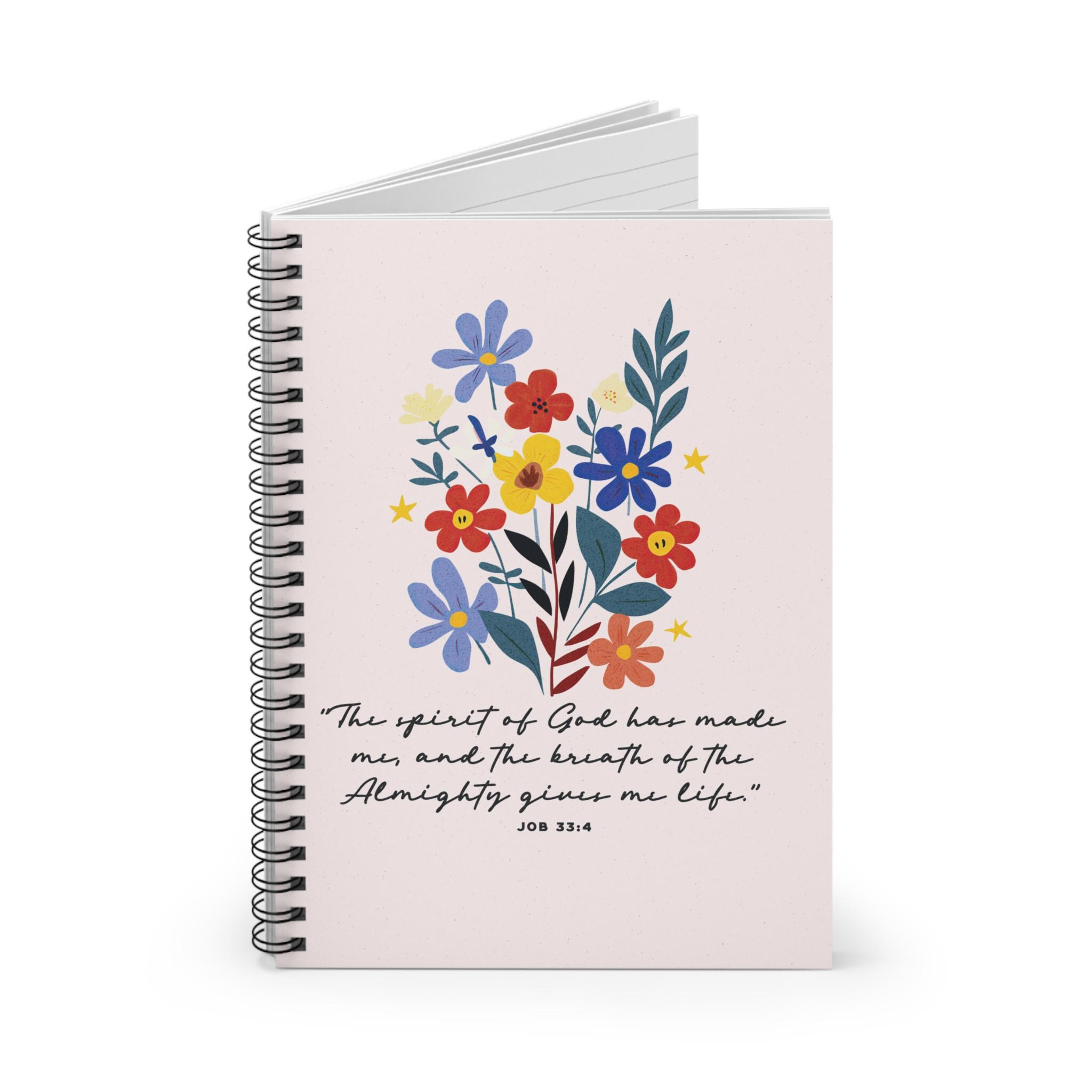 Floral Bible Verse Spiral Notebook, Sermon Notes, Trendy Pink Church ...