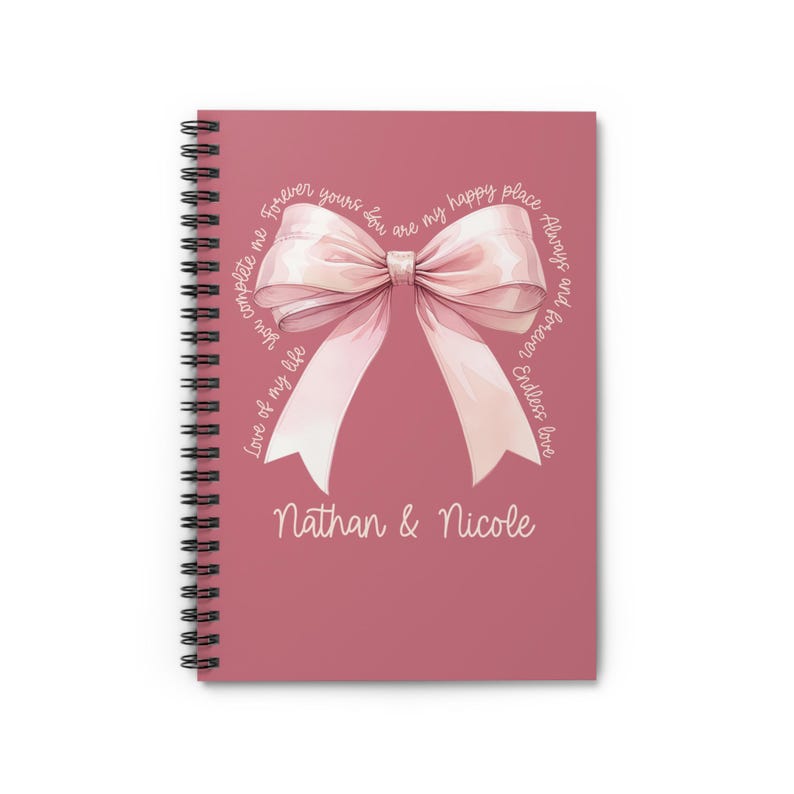 Custom Coquette Pink Bow Spiral Notebook: Personalized Journal - Etsy