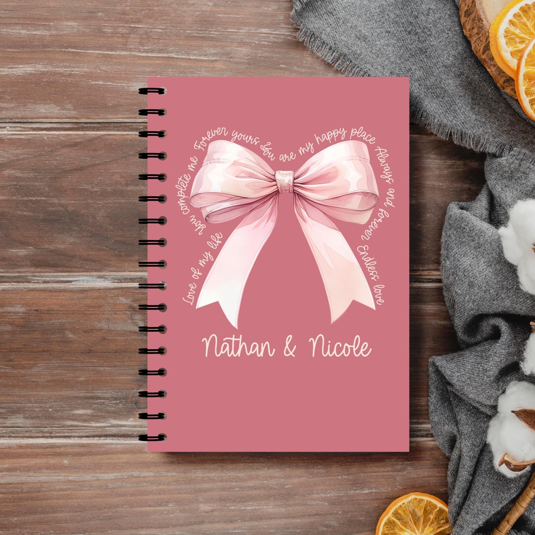 Custom Coquette Pink Bow Spiral Notebook: Personalized Journal - Etsy
