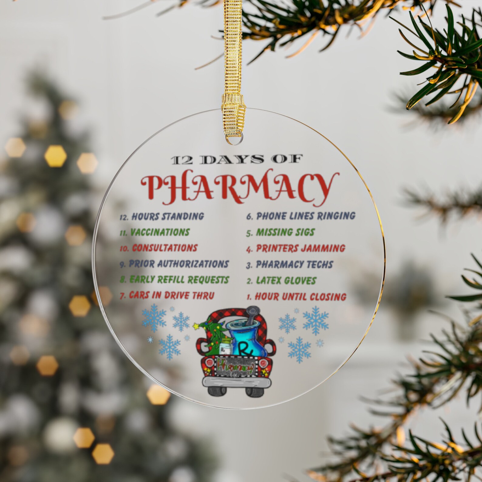Pharmacy Christmas Ornament: Acrylic Pharmacy Staff Gift - Etsy