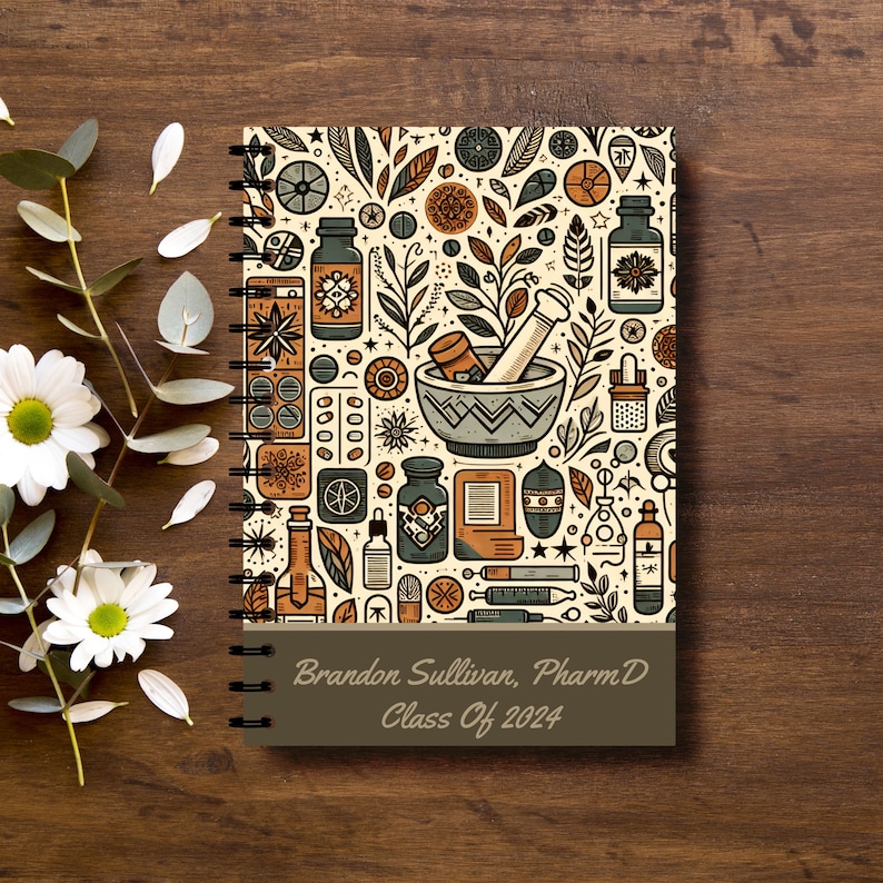 Custom Boho Pharmacy Graduation Spiral Notebook, Pharmacist Notes, Gift ...