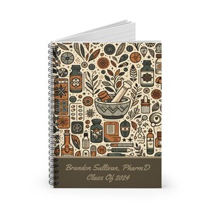 Custom Boho Pharmacy Graduation Spiral Notebook, Pharmacist Notes, Gift ...