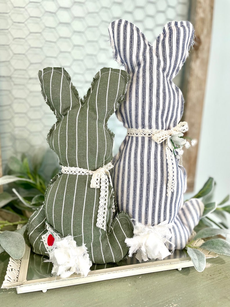 Farmhouse Easter, Shabby Chic Decor, Coastal Easter Bunny, Fabric Bunny ...