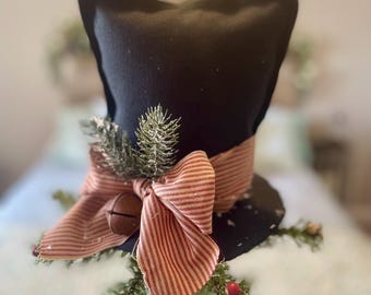 Primitive Natural Frosty Hat, Handmade Ivory Snowman Top Hat, Rustic ...