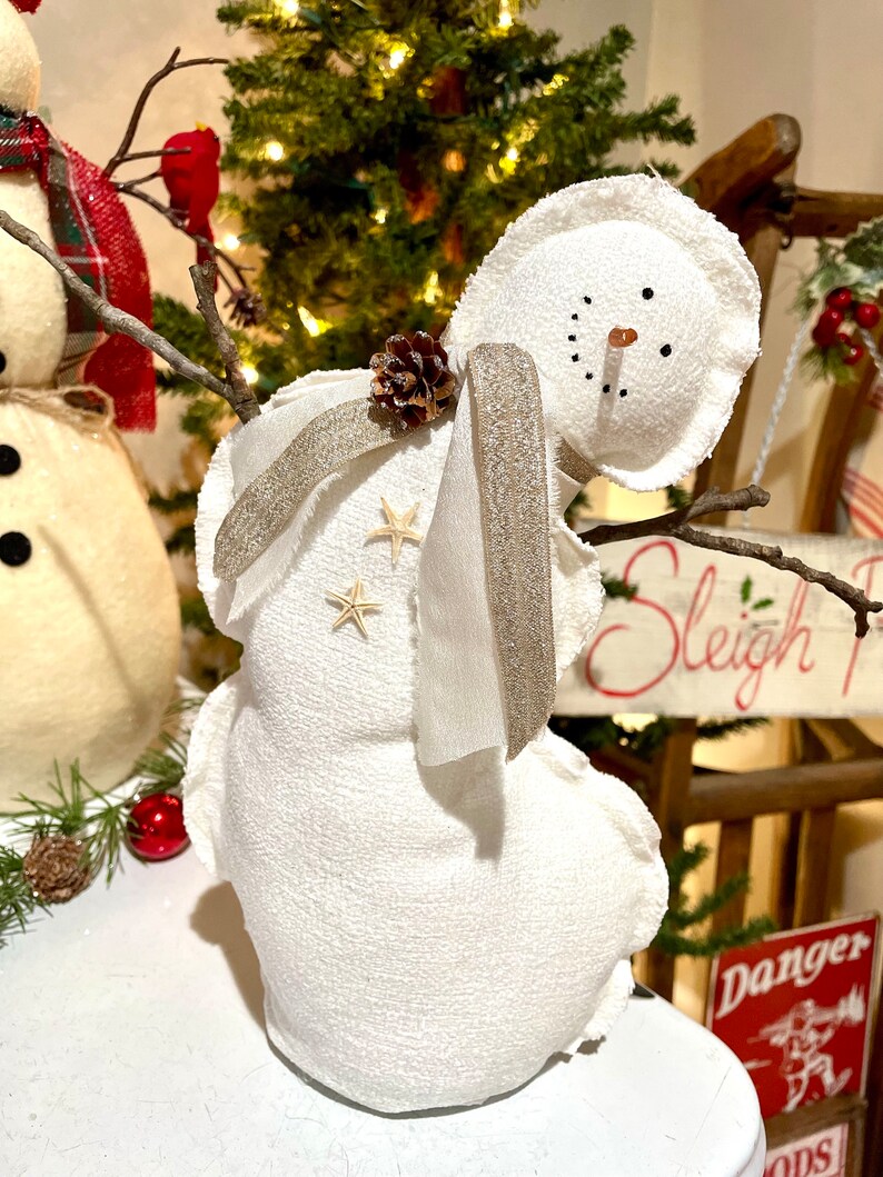 Beachy Coastal Snowman, Neutral Christmas Decor, Snowman Decor, Winter ...