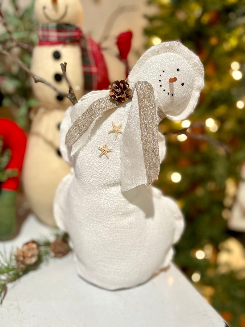 Beachy Coastal Snowman, Neutral Christmas Decor, Snowman Decor, Winter ...