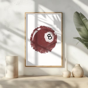 Red 8 Ball Trendy Digital Wall Art Poster - Etsy