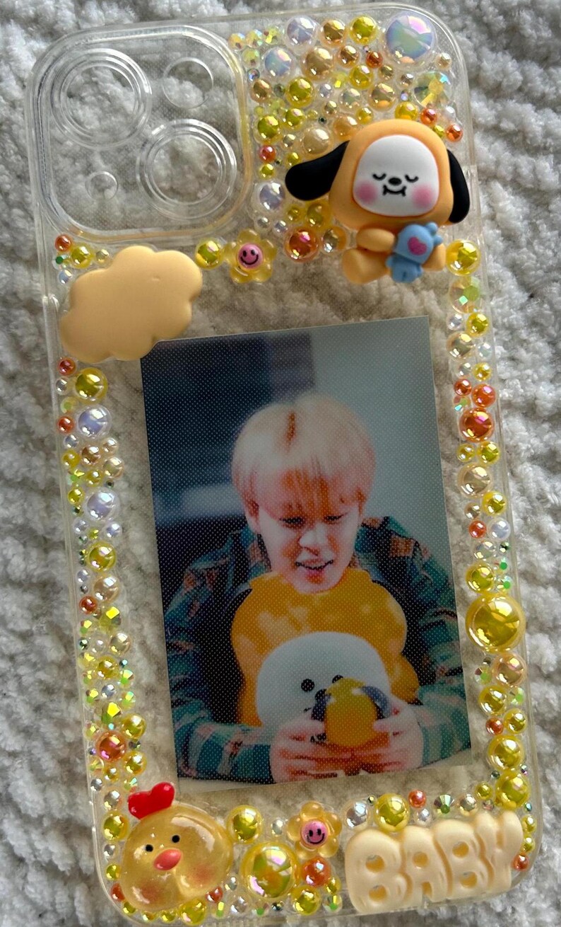 BTS Jimin BT21 Chimmy K-pop Photo Card Pearl & Rhinestone Case iPhone ...