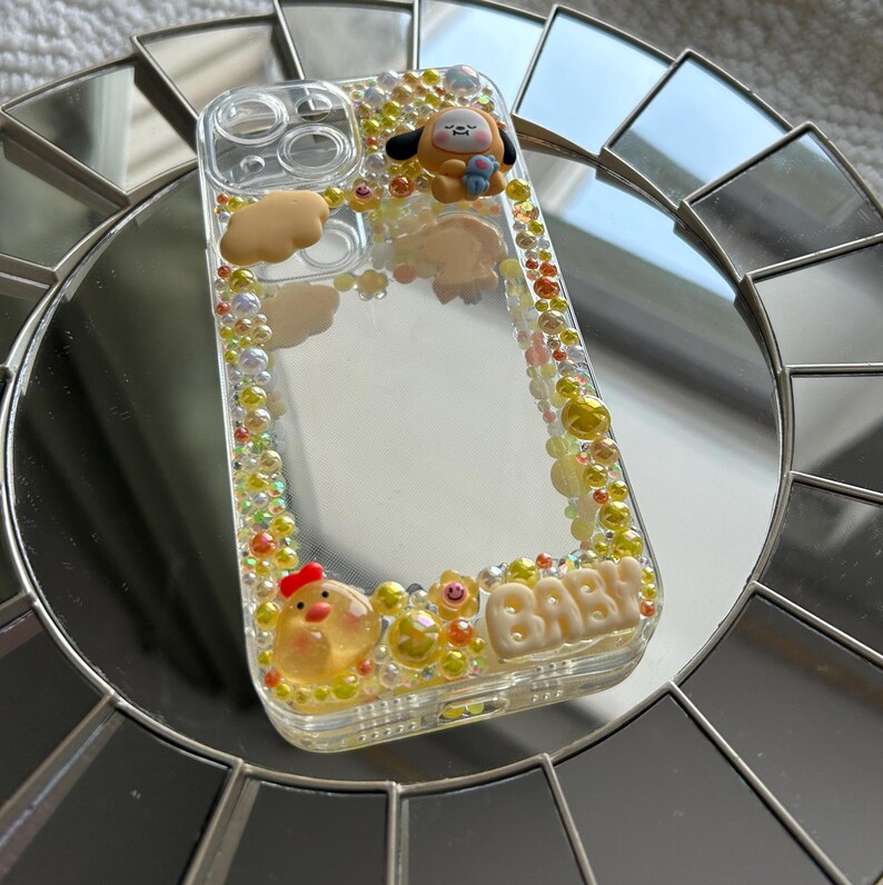 BTS Jimin BT21 Chimmy K-pop Photo Card Pearl & Rhinestone Case iPhone ...