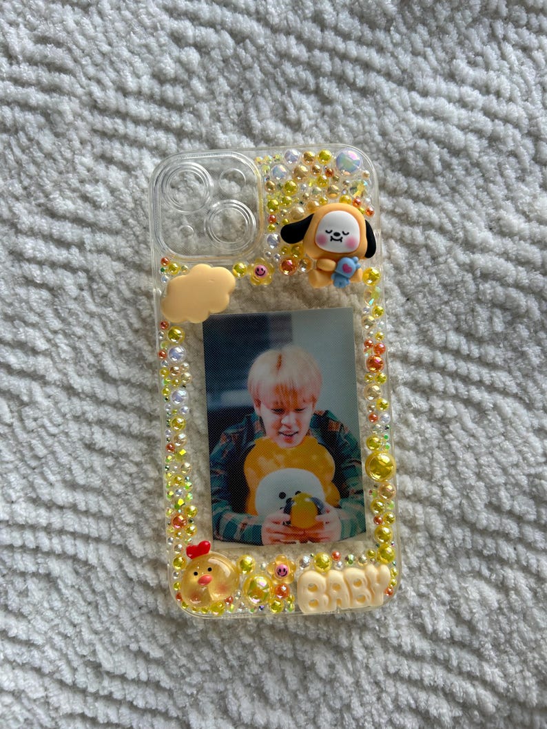 BTS Jimin BT21 Chimmy K-pop Photo Card Pearl & Rhinestone Case iPhone ...