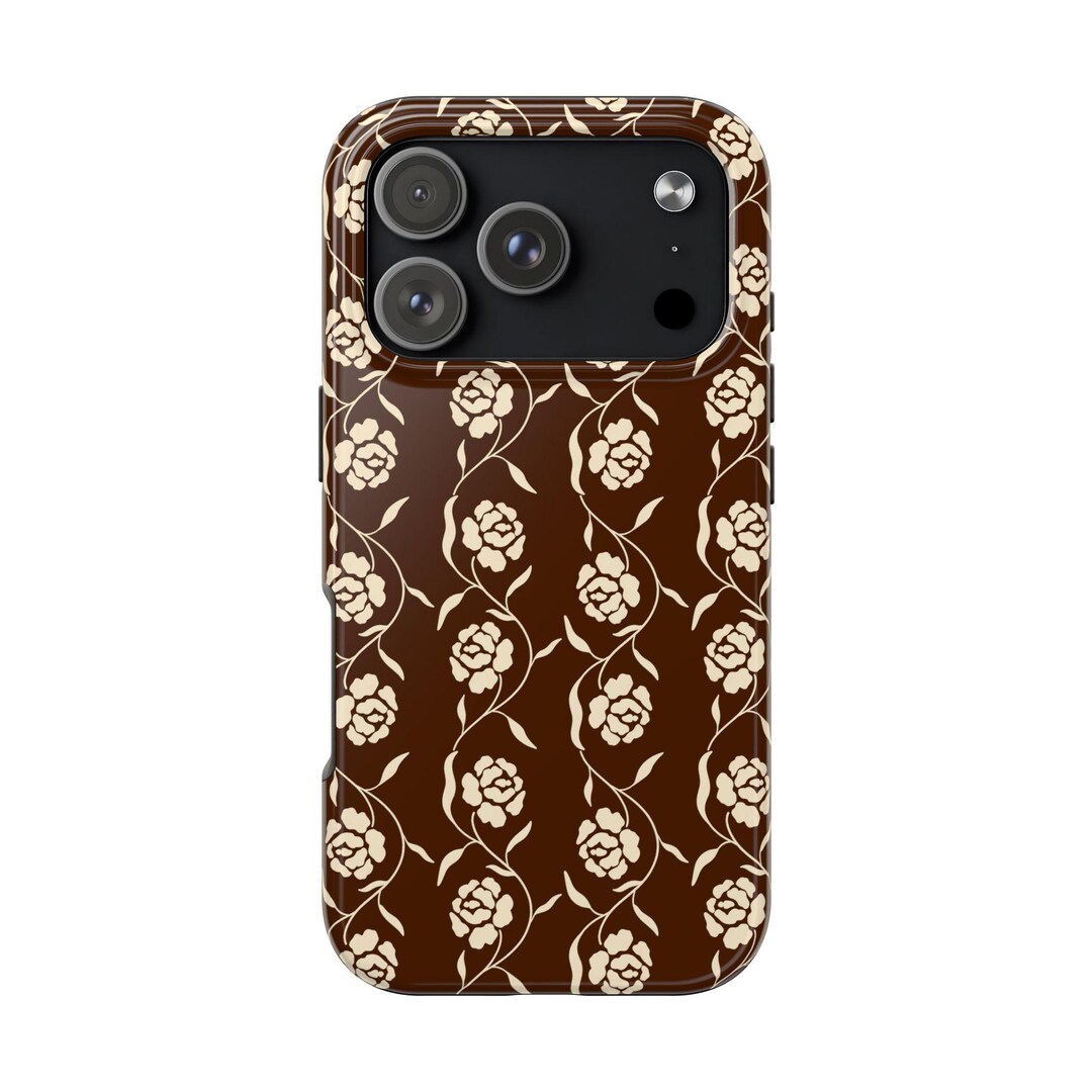 Vintage Rose iPhone Case, Brown Floral Design, Protective Phone Shell ...