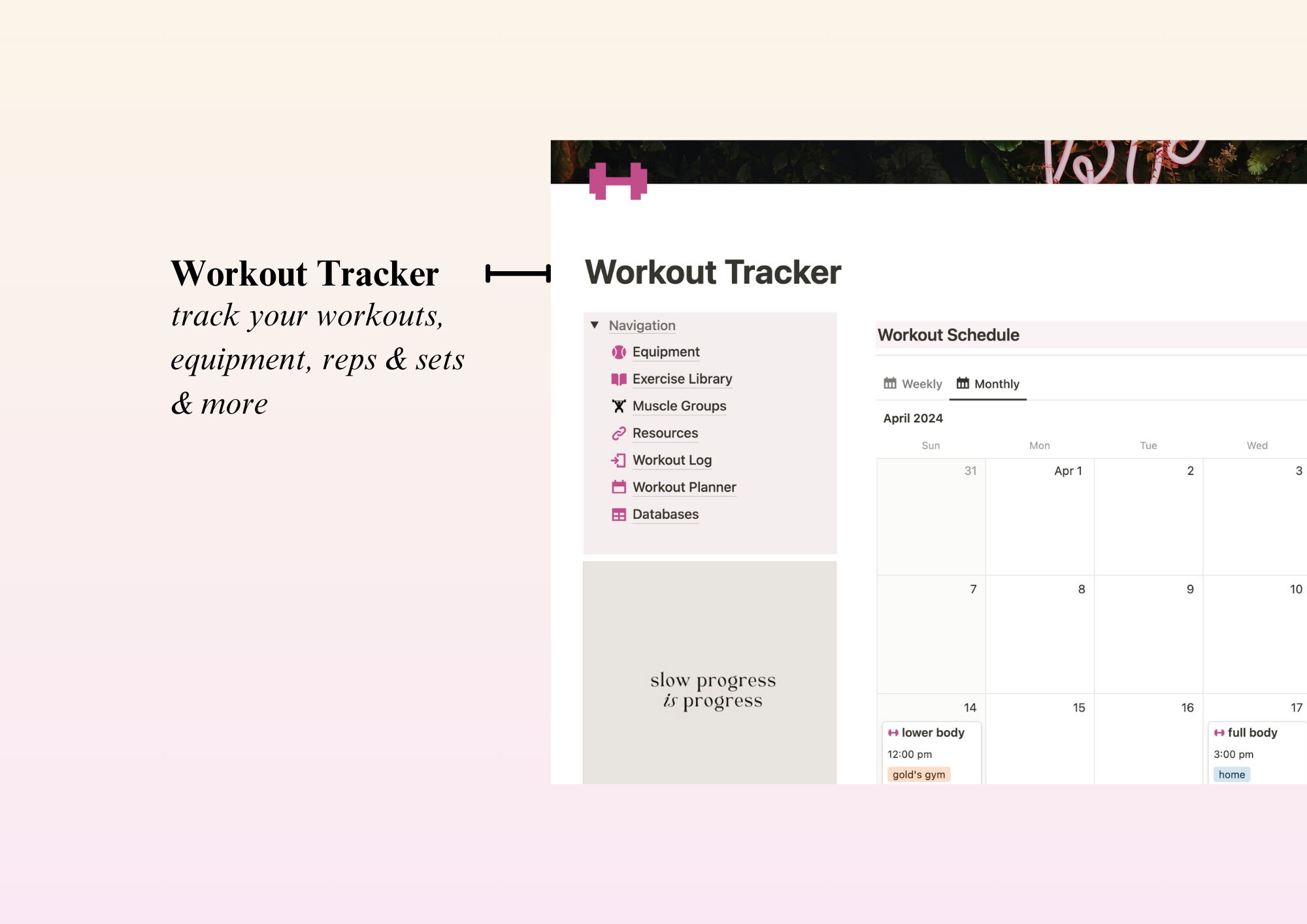 Notion Fitness Tracker Template, Gym Journal, Health and Wellness ...