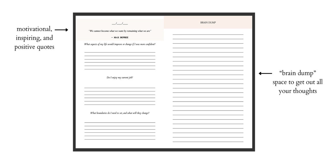 Gratitude Journal: Self-reflection Prompts, Undated (digital) - Etsy