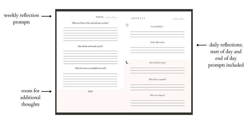 Gratitude and Self-reflection Journal With Prompts, Digital and Undated ...