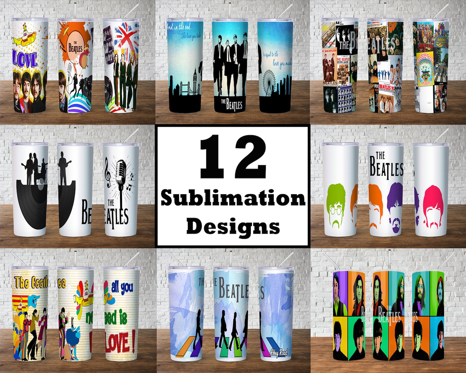 The Beatles 20oz Tumbler Sublimation Wrap Bundle (digital Download) - Etsy