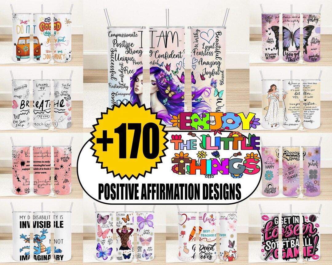 Positive Affirmations Tumbler Wrap Bundle: Butterfly Design (digital ...