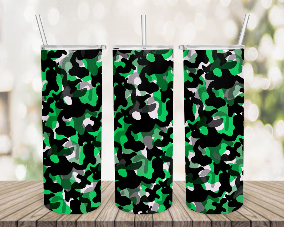 Army 20oz Tumbler Wrap, Camoflage Green Full Wrap Tapered 20oz Skinny ...