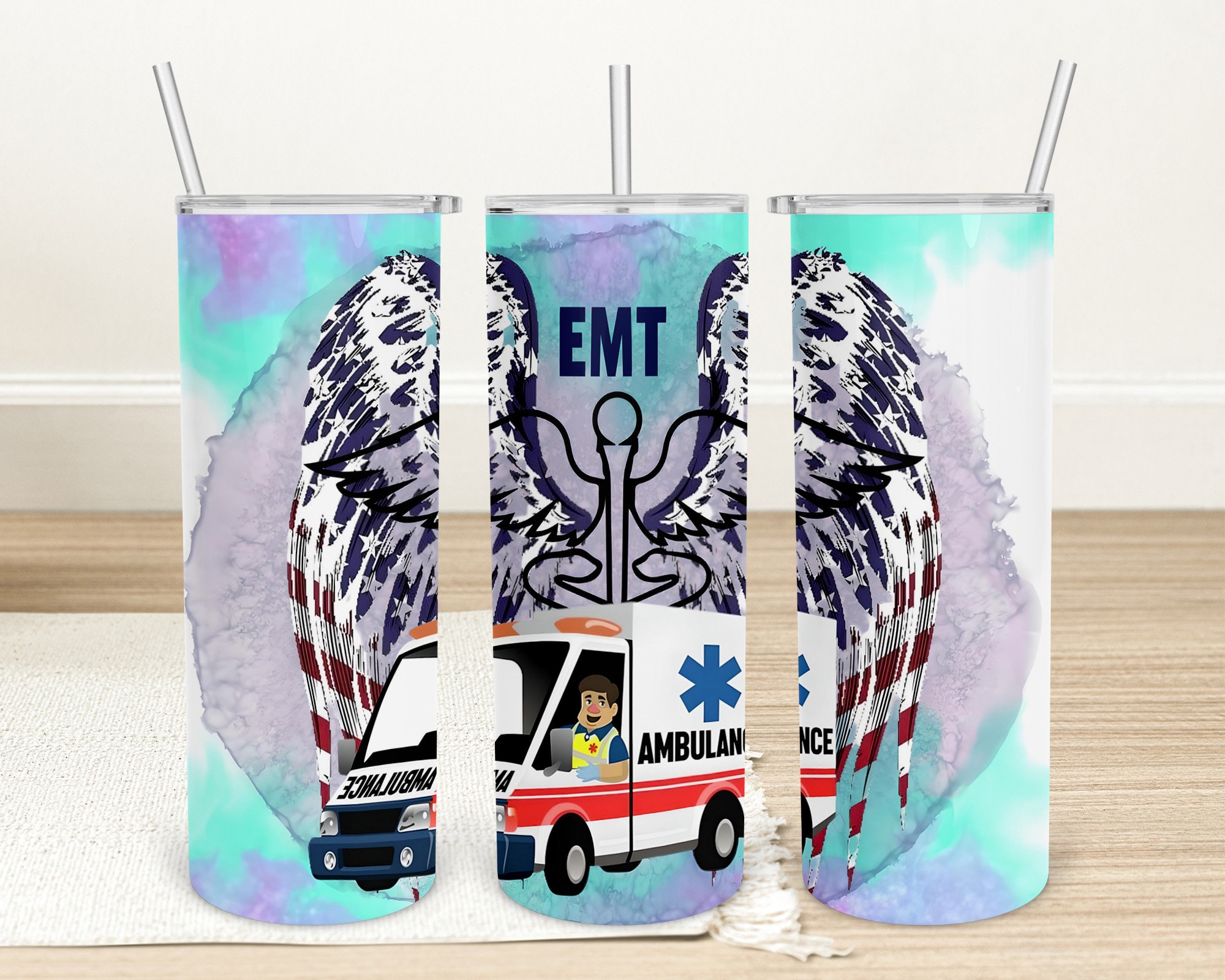 EMS EMT Paramedic Tumbler Wrap Bundle: 20 Oz Skinny Tumbler Sublimation ...