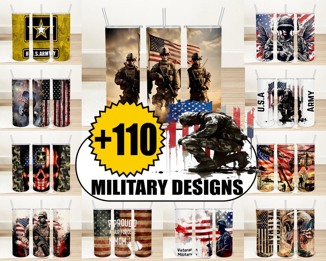 US Military Tumbler Wrap Bundle: Patriotic Veteran Designs (digital ...