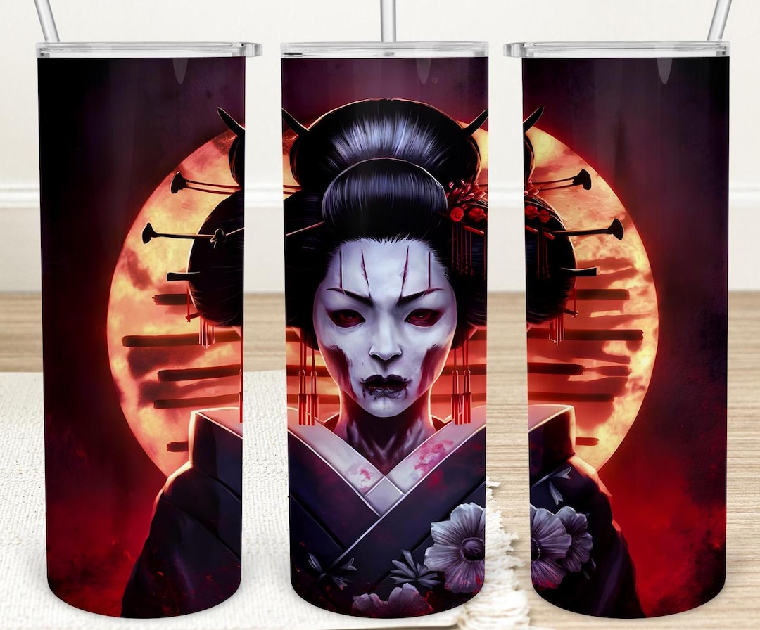 Horror Geisha Tumbler Wrap: Retro Halloween Sublimation (digital ...