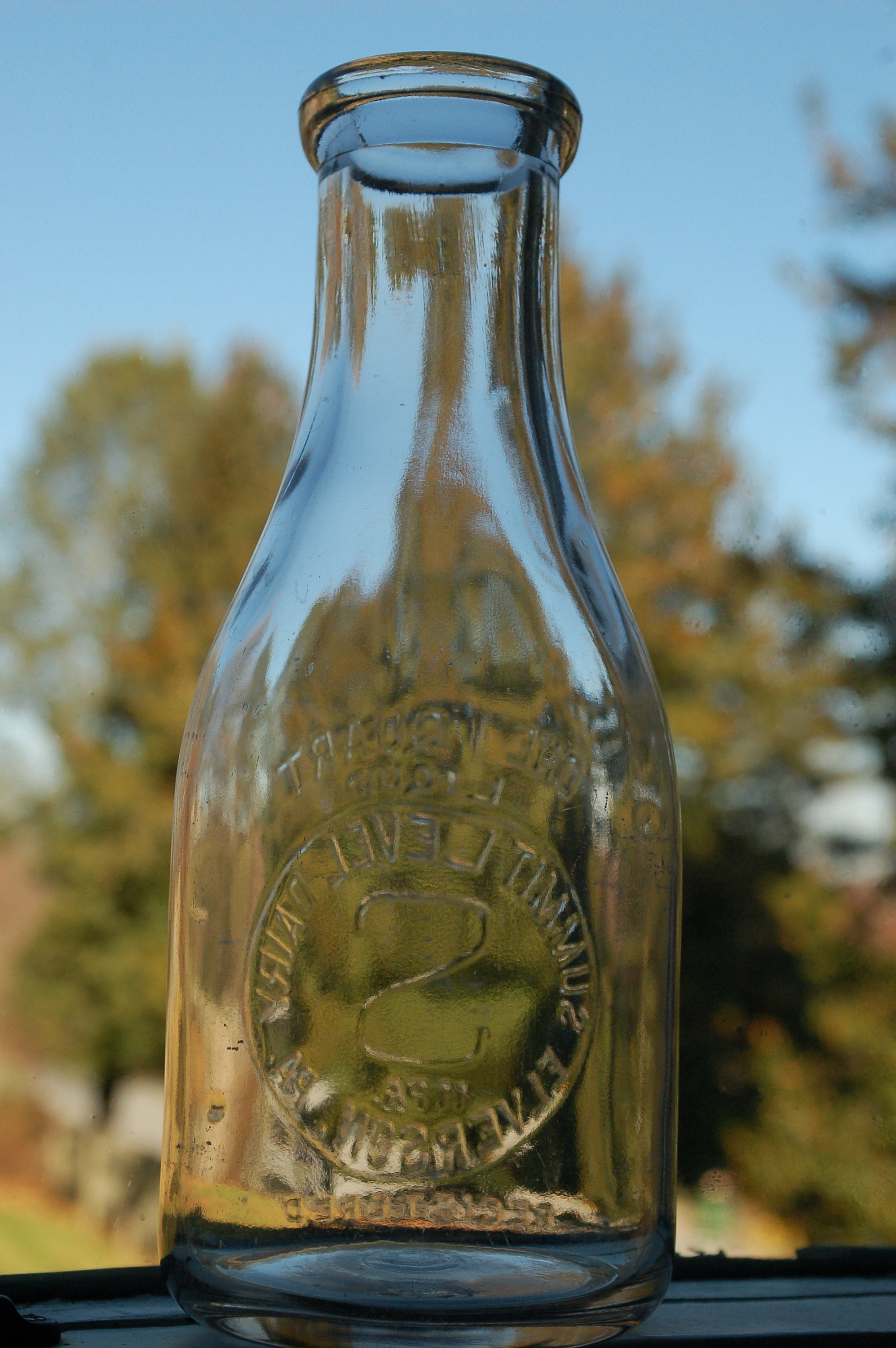 Vintage Antique Milk Bottle, Elverson PA, Quart, Embossed Summit Level ...