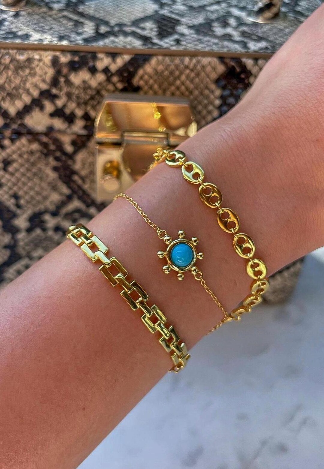 18K Gold Plated Bracelet Stack, Sterling Silver, Perfect Gift for Her ...