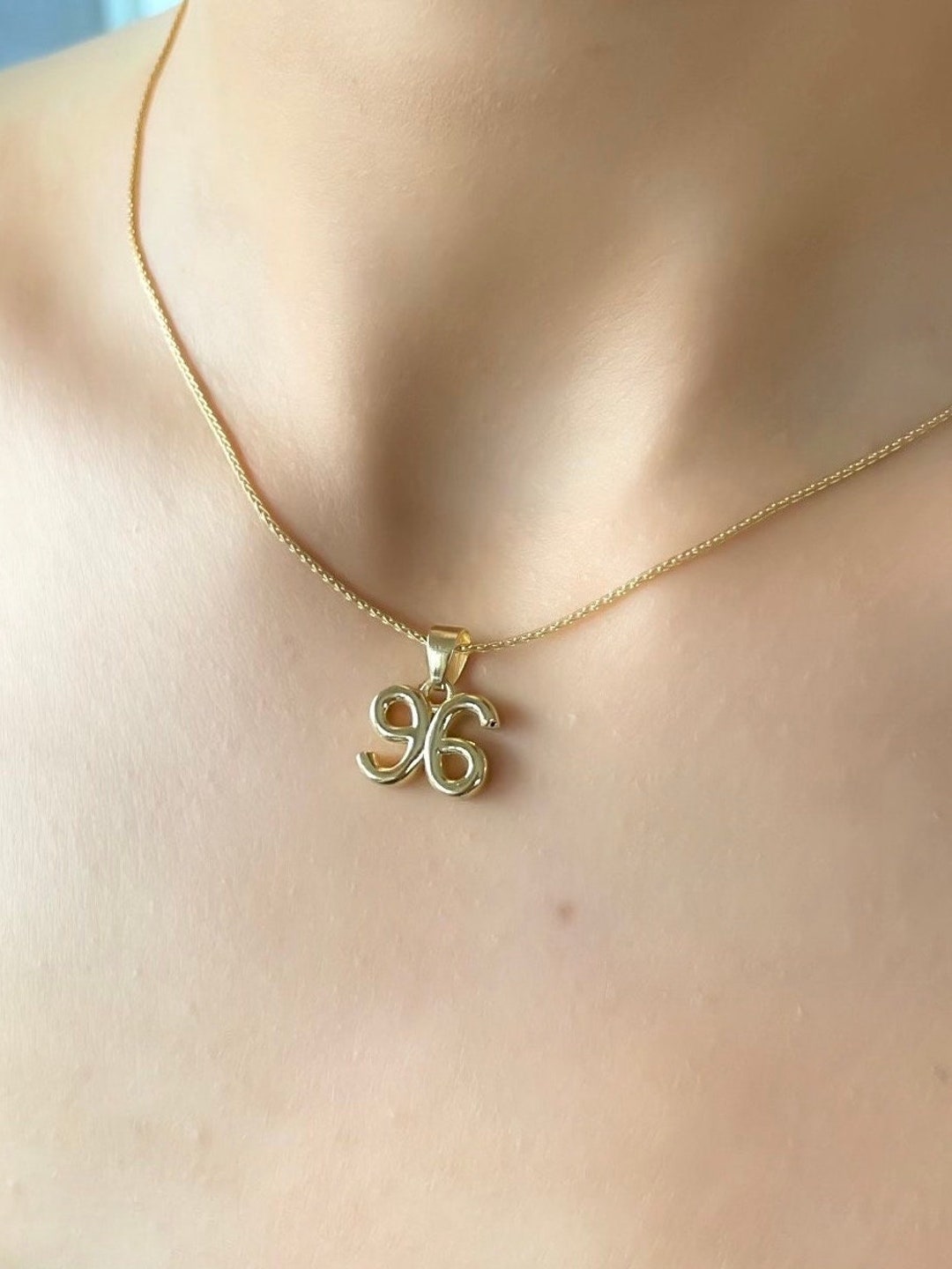 Gold Number Necklace, Gift for Her, 18k Gold Pendant, 1996 Pendant ...