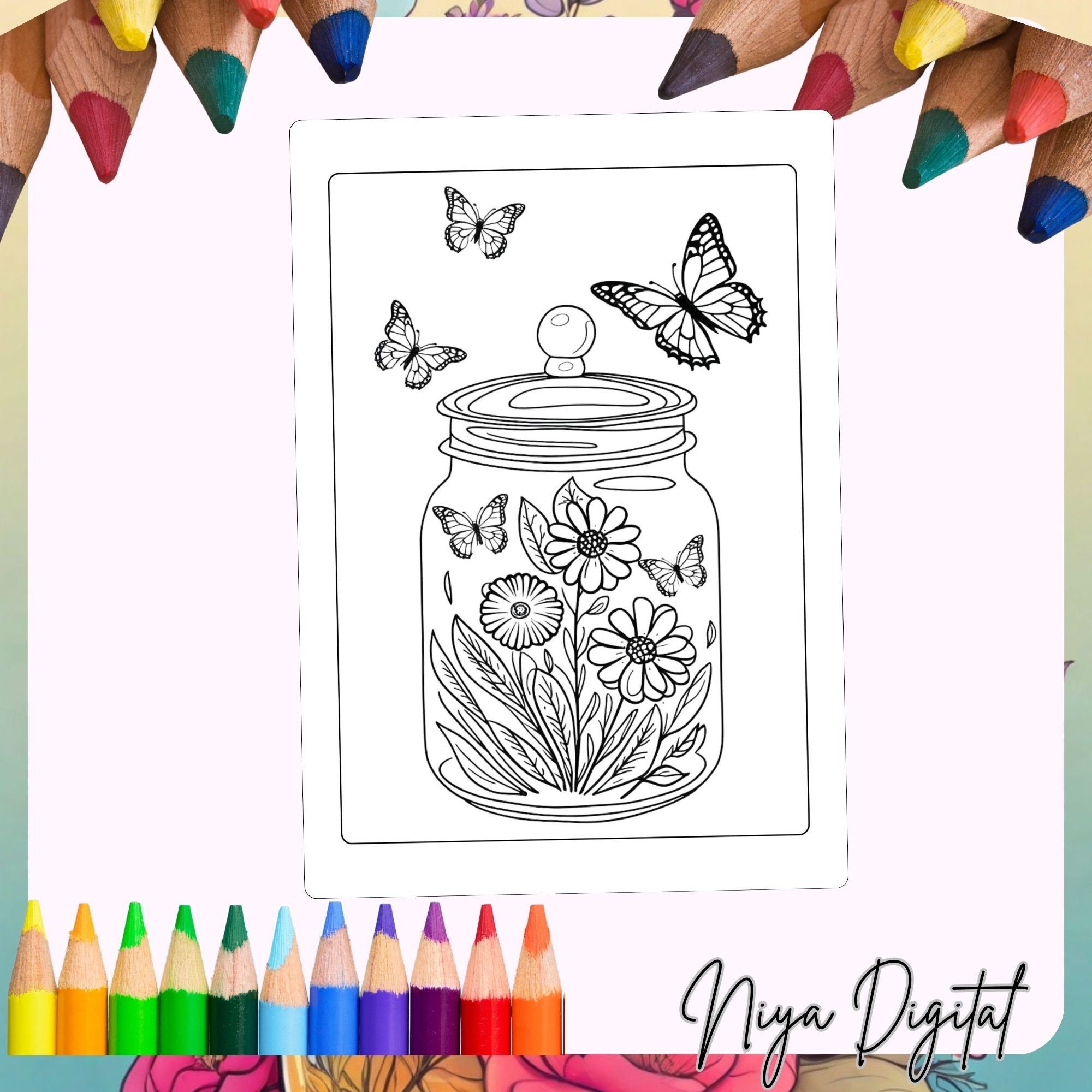 10 Flower & Butterfly Themed Coloring Books Part 1 Intricate Adult ...