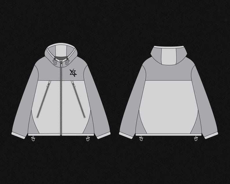 Windbreaker Jacket Mockup Pack Streetwear Tech Pack Template ...
