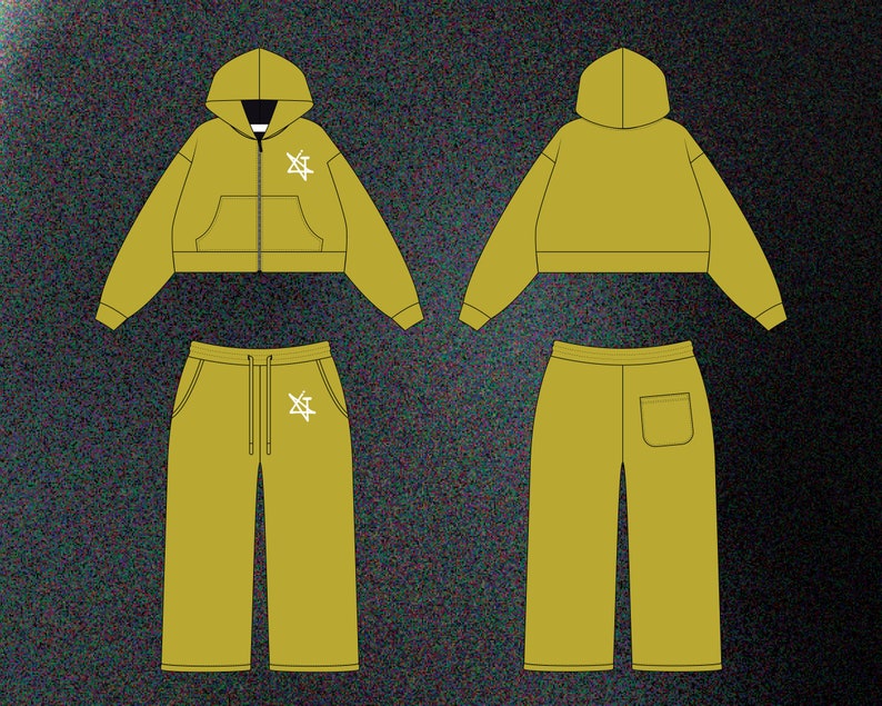 Cropped Tracksuit Vector Mockup: Streetwear Hoodie Tech Pack (AI & PNG ...