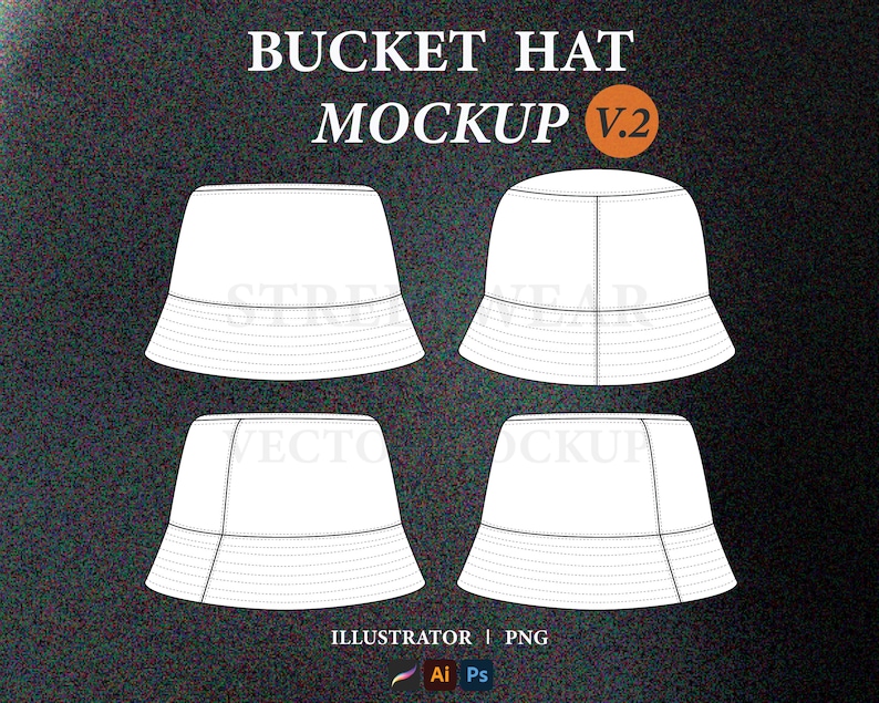 Bucket Hat Mockup Vector Bucket Hat Template Mockup Streetwear Tech ...