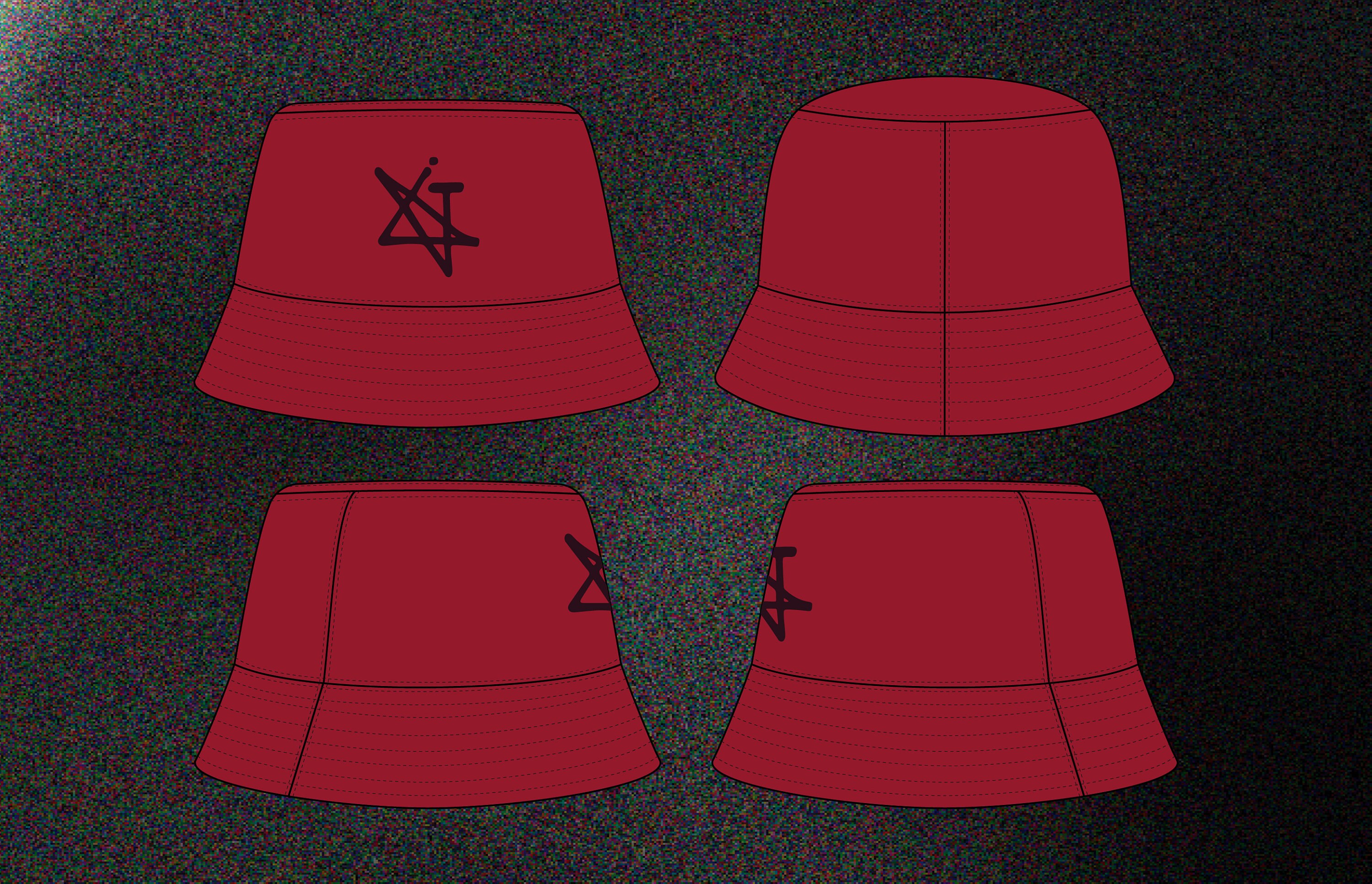 Bucket Hat Mockup Vector Bucket Hat Template Mockup Streetwear Tech ...