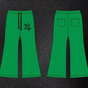 Streetwear Flared Sweatpants Mockup Pants Tech Pack Template Pants ...