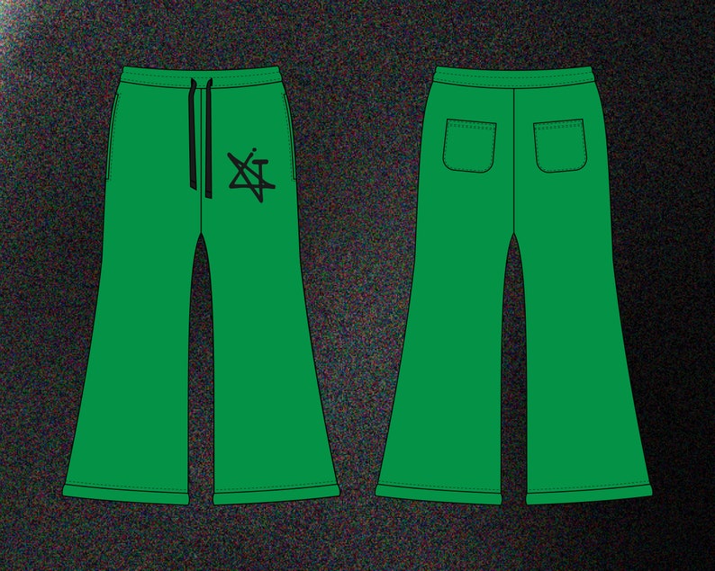 Streetwear Flared Sweatpants Mockup Pants Tech Pack Template Pants ...