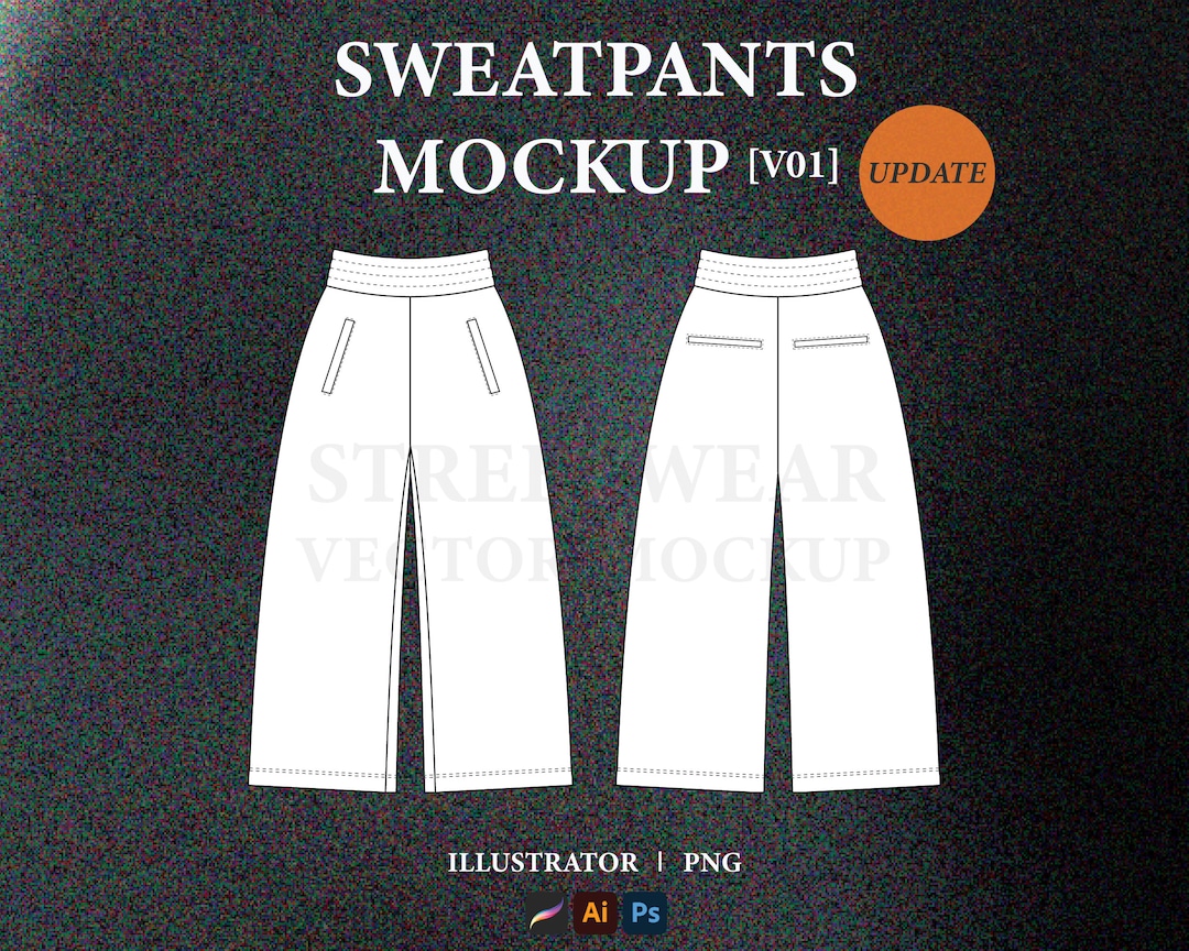 Sweatpants Mockup Vector: Streetwear Tech Pack (AI & PNG) - Etsy